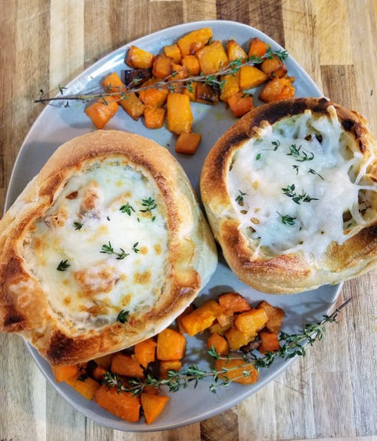 French Onion Soup in Bread Bowls – An Imperfect Vegan